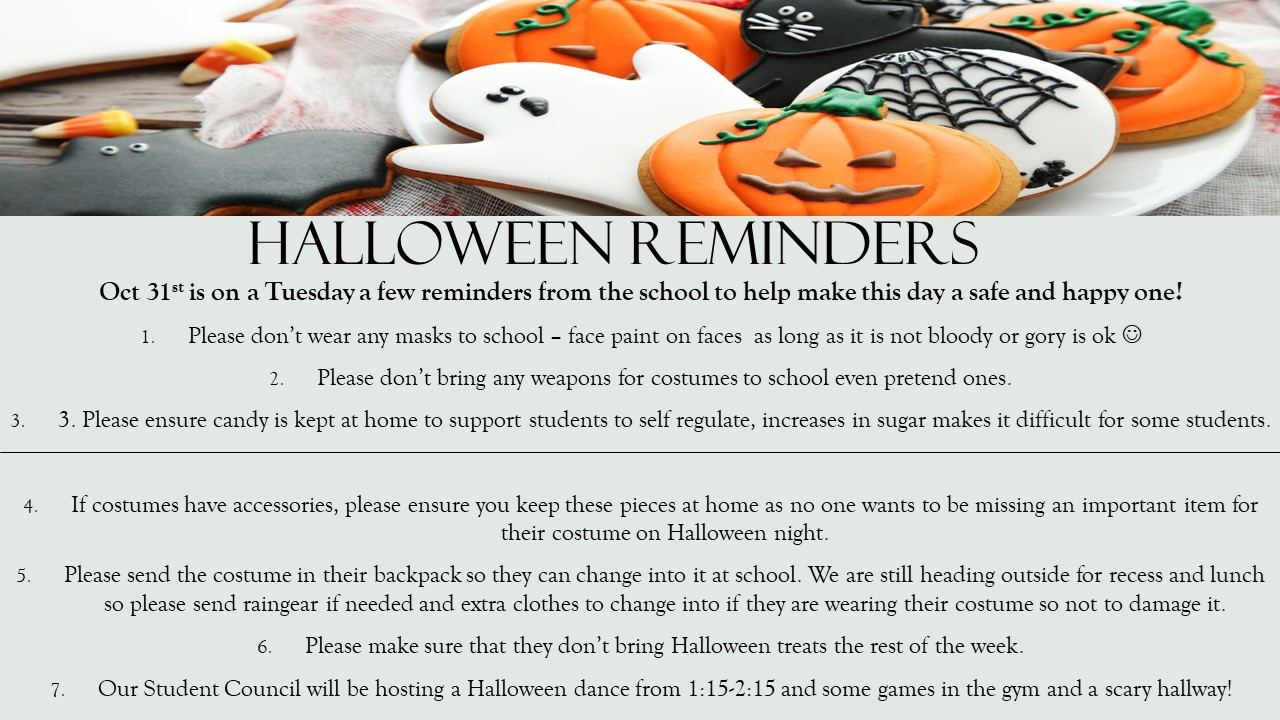 Halloween reminders and invitation for Halloween Extravaganza! Monday ...