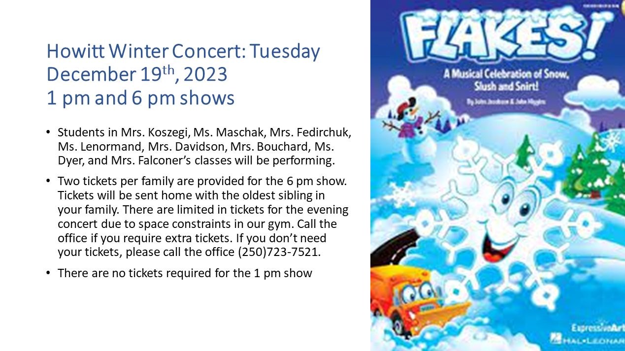 Howitt Winter Concert: Tuesday December 19th 1 pm and 6:00 pm shows ...
