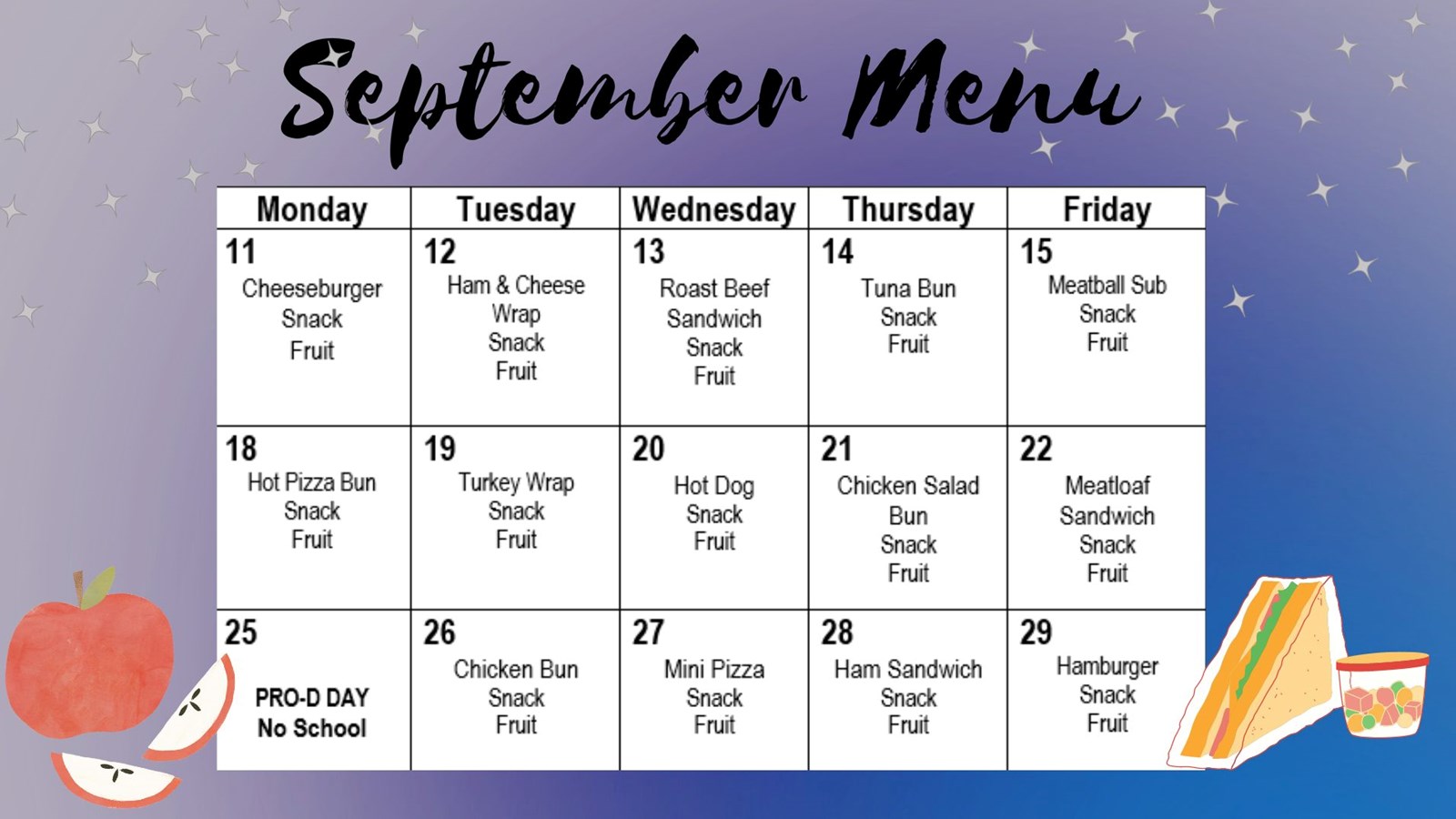 September Lunch Program Menu