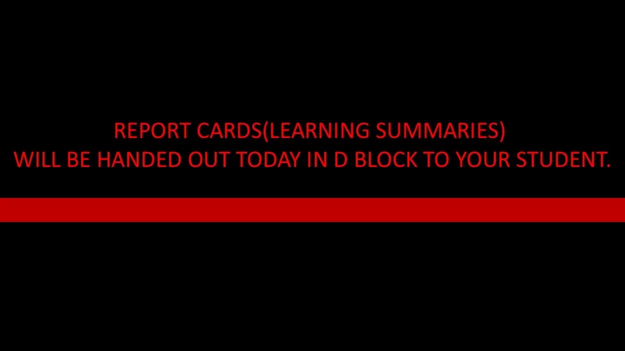 Report Cards(Learning Summaries)